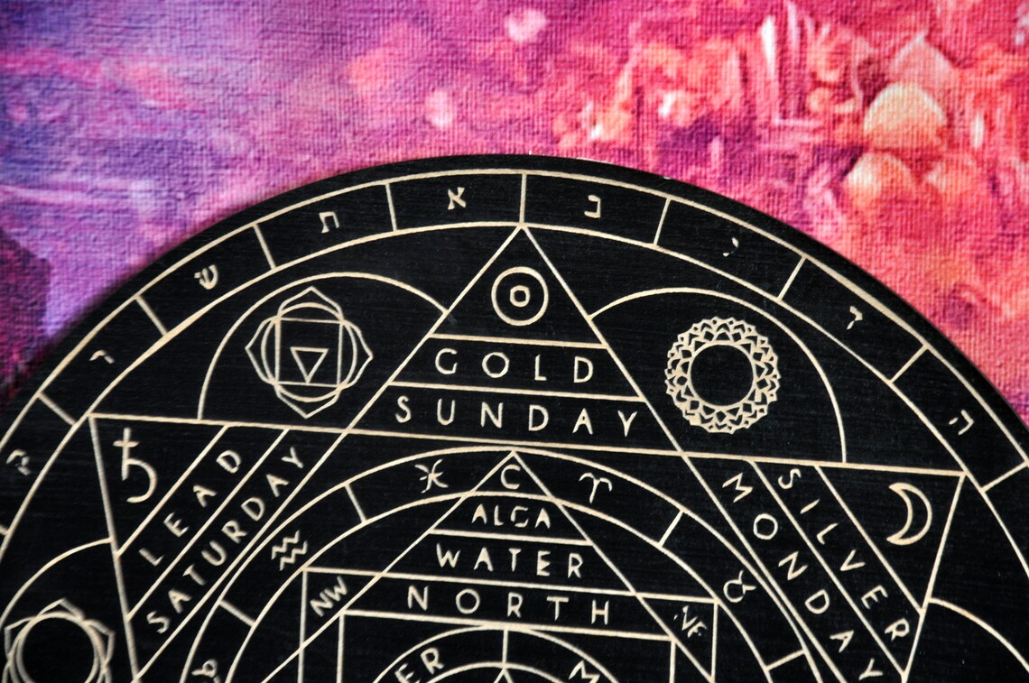 Crystal Grid Board Altar Pentacle Star of Magicians. Elven - Etsy