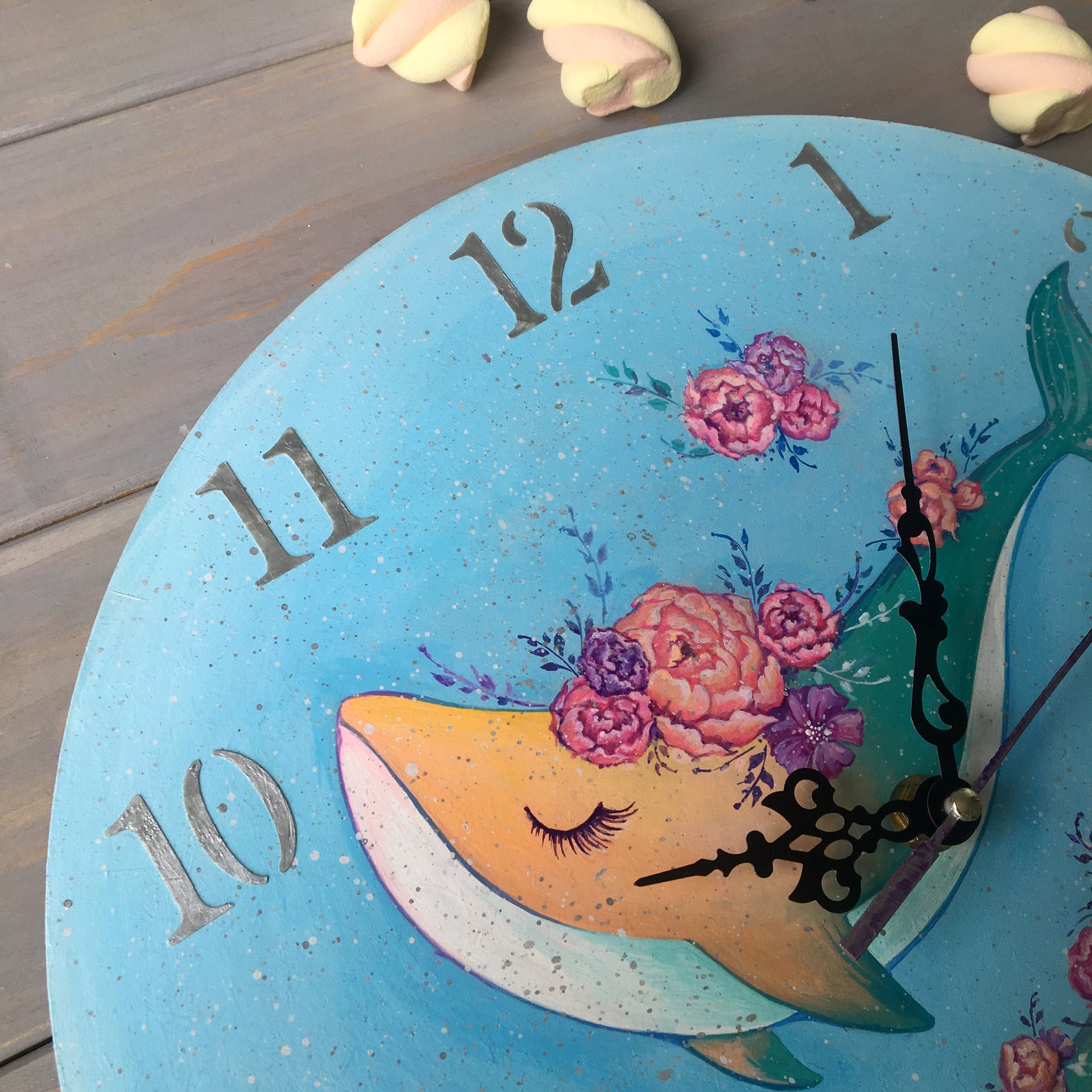 Whale Wall Clock whale clock blue wall clockKids Whale | Etsy
