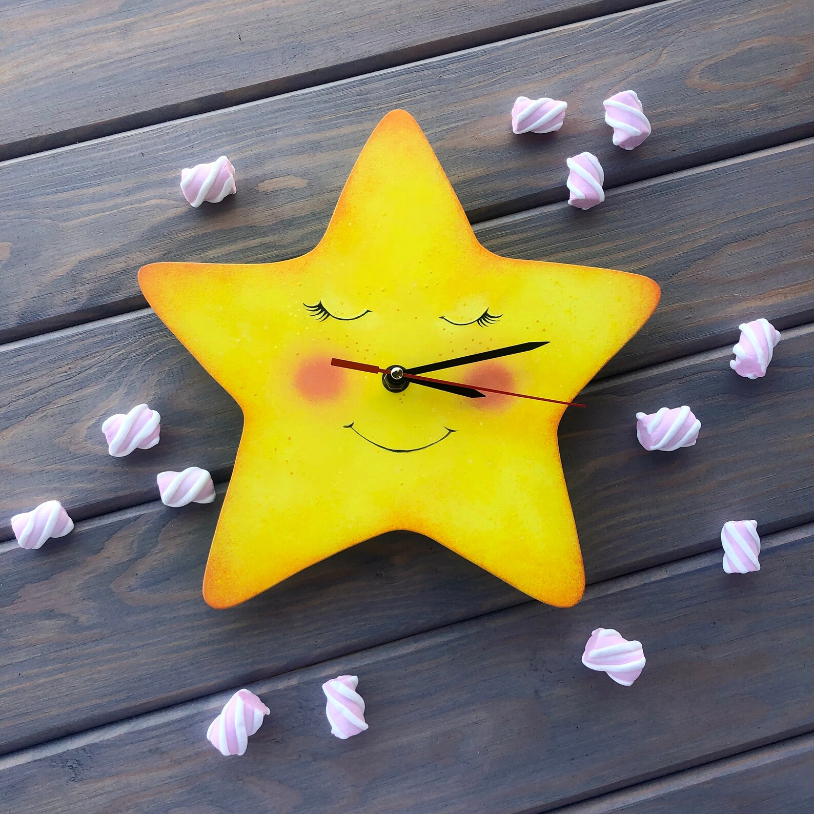 Twinkle Little Star Silhouette Wall Clock|star Wall Clock|yellow Star ...