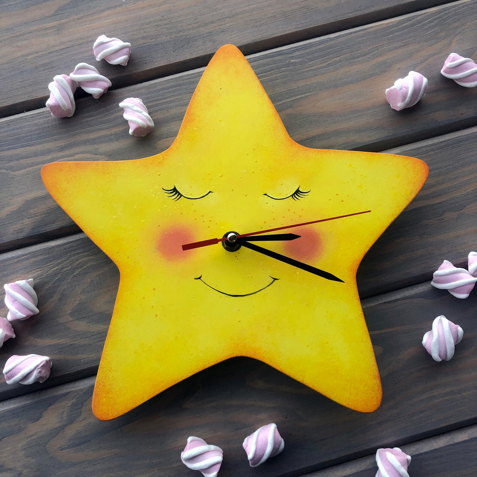 Twinkle Little Star Silhouette Wall Clock|star Wall Clock|yellow Star ...