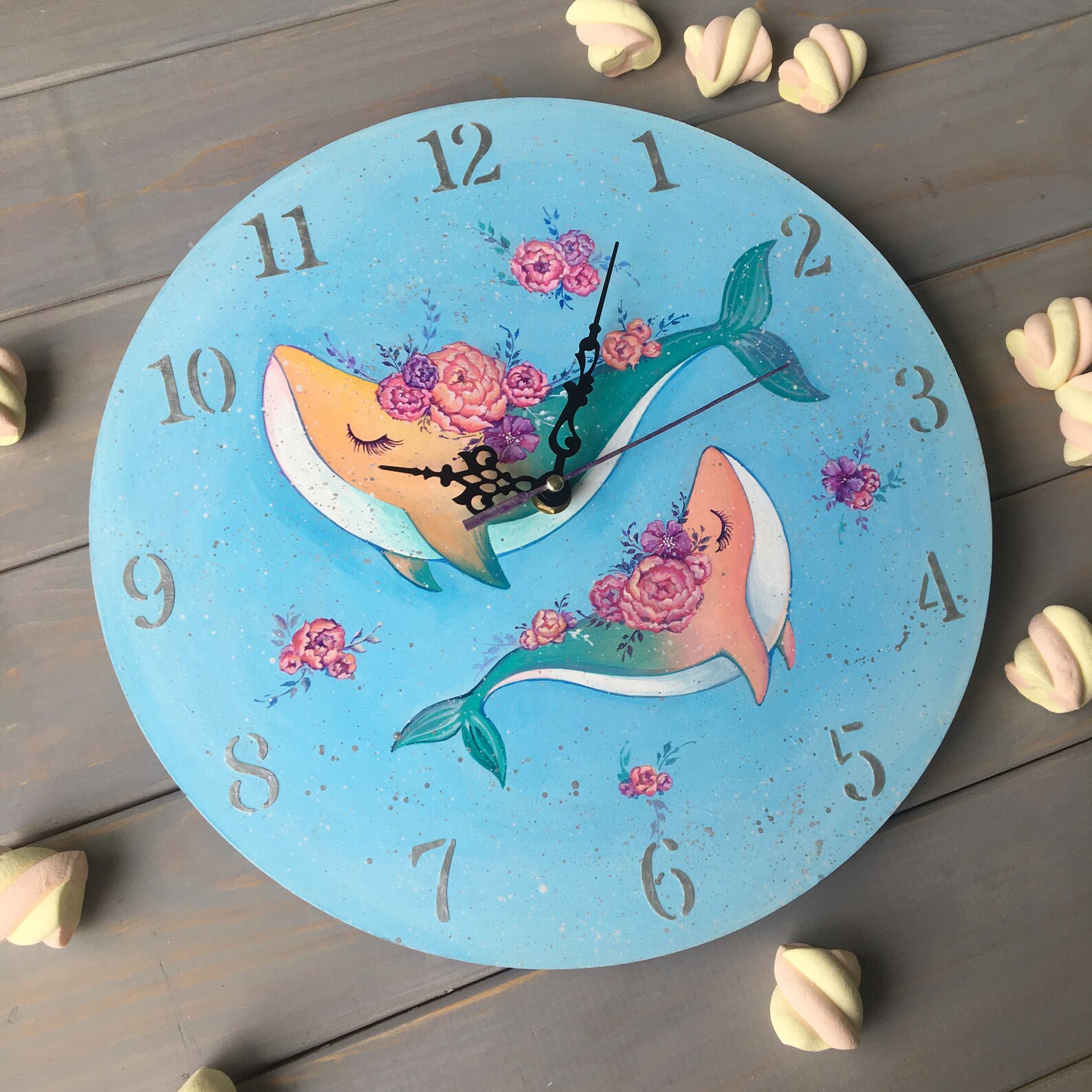 Whale Wall Clock whale clock blue wall clockKids Whale | Etsy