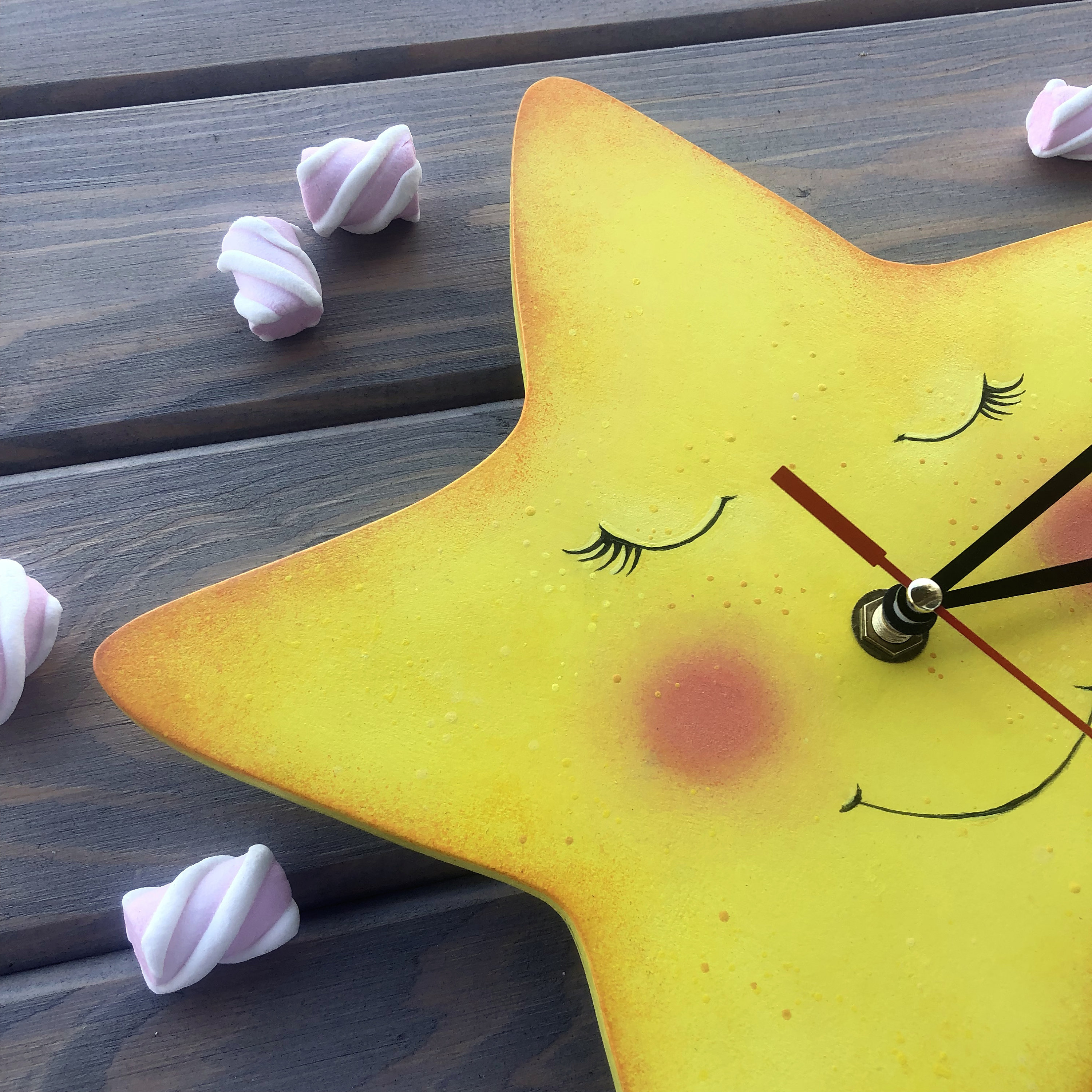 Twinkle Little Star Silhouette Wall Clock|star Wall Clock|yellow Star ...