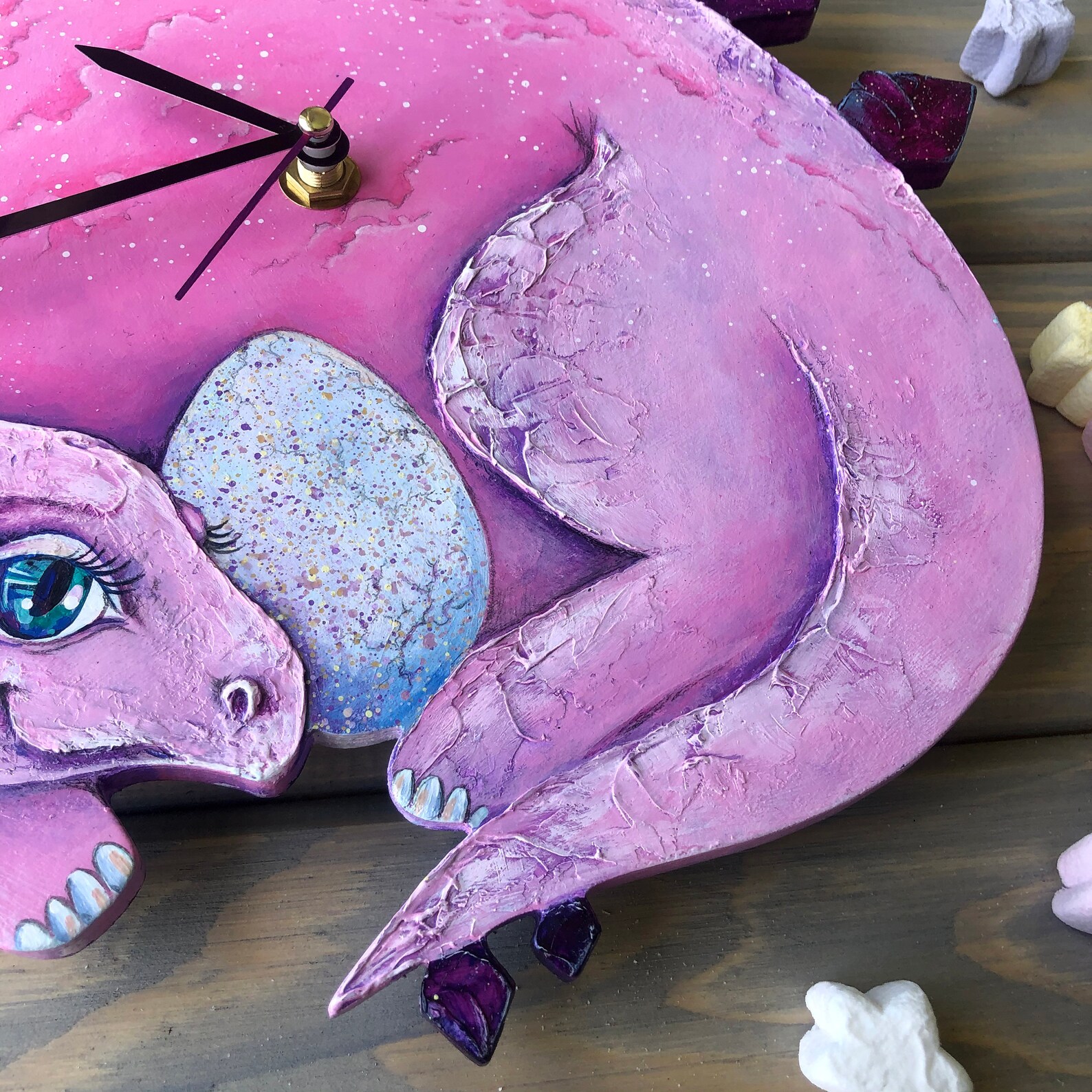 Dinosaur Wall Clock,pink Dinosaur,dinosaur Kids Wall Clock,nursery Wood ...