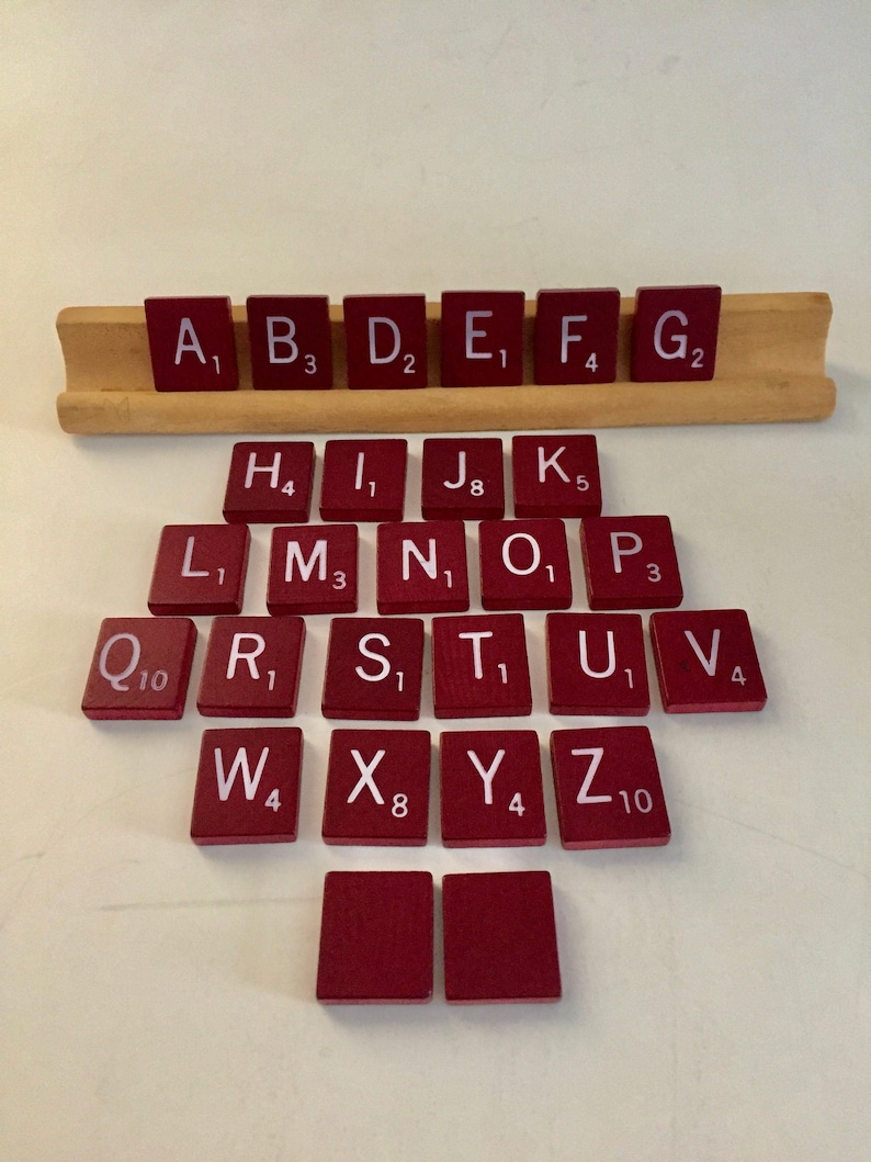 Individual Vintage Maroon Scrabble Tiles - Smoothed Edges - Stamped ...