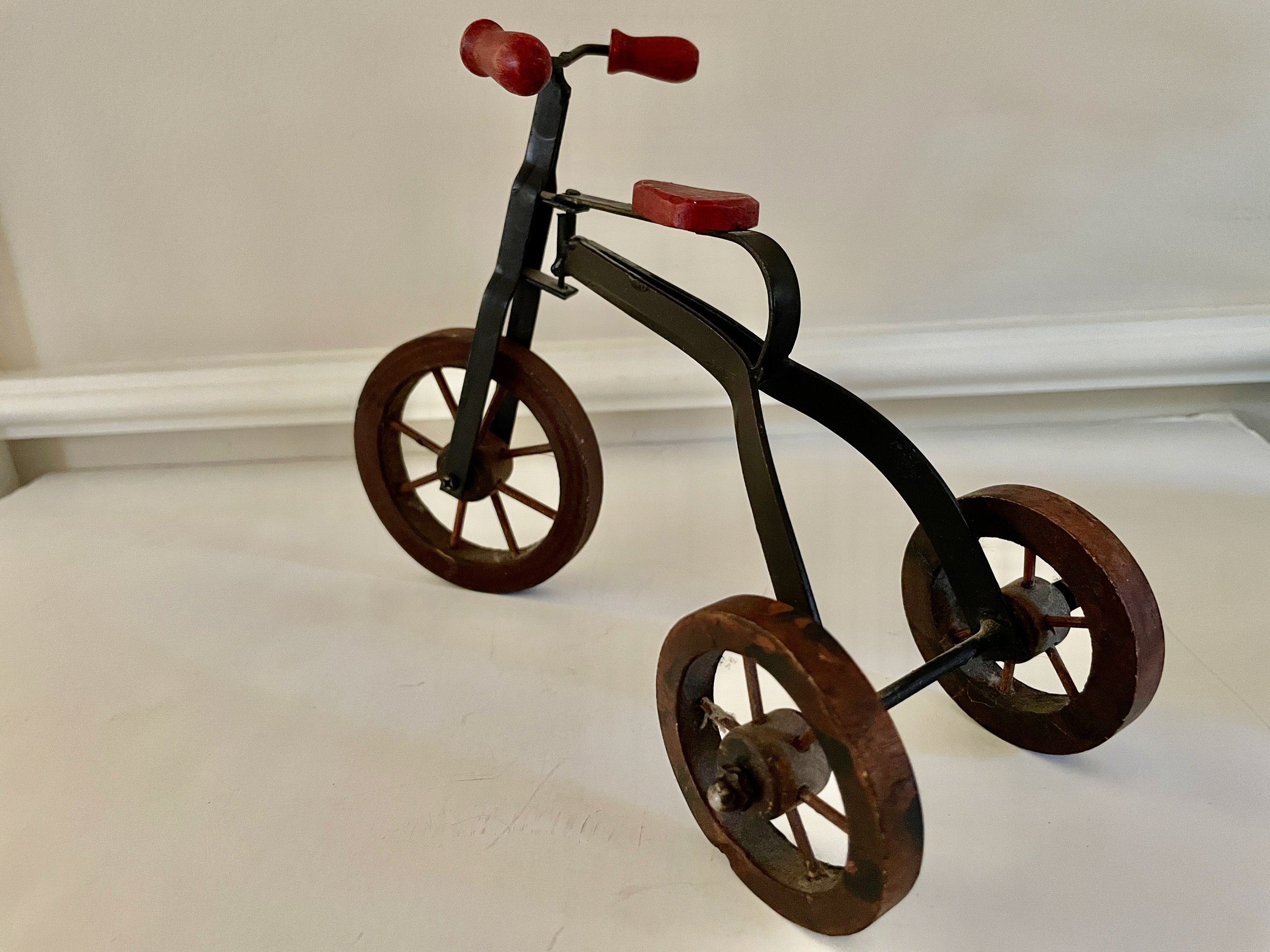 Miniature Toy Tricycle Red Wooden Handle Bars and Seat - Etsy