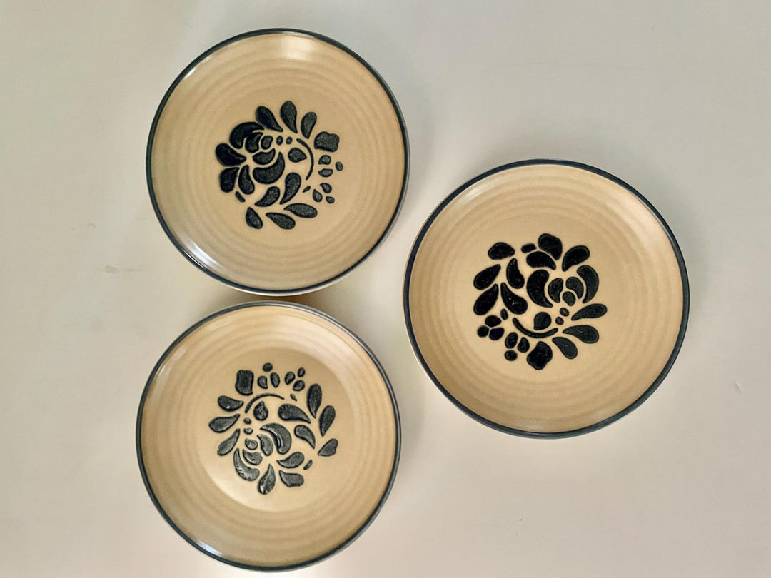 Set of 3 Salad Plates - Folk Art Pattern - Pfaltzgraff - Etsy