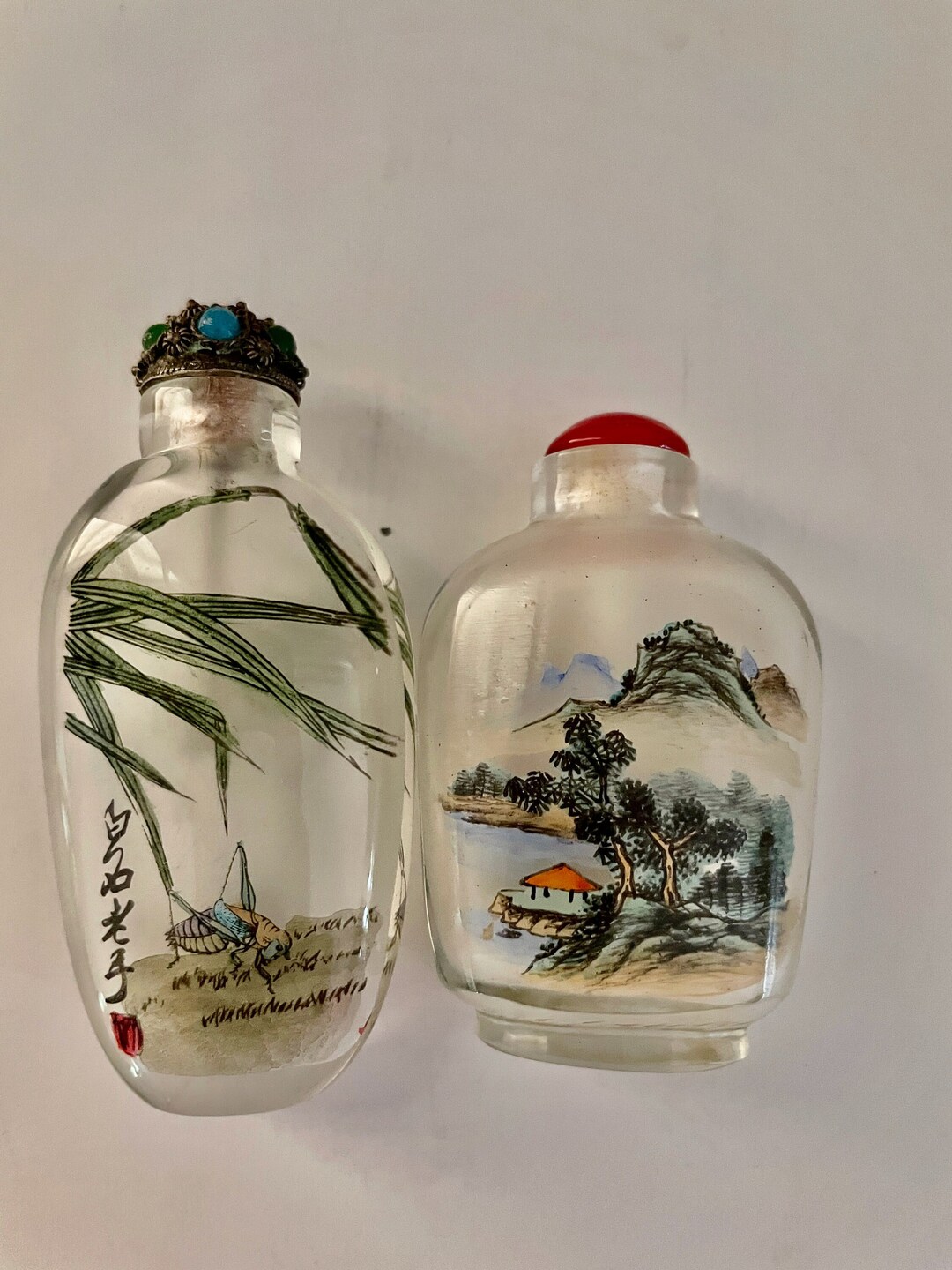 Reverse Glass Painted Snuff Bottles - Etsy