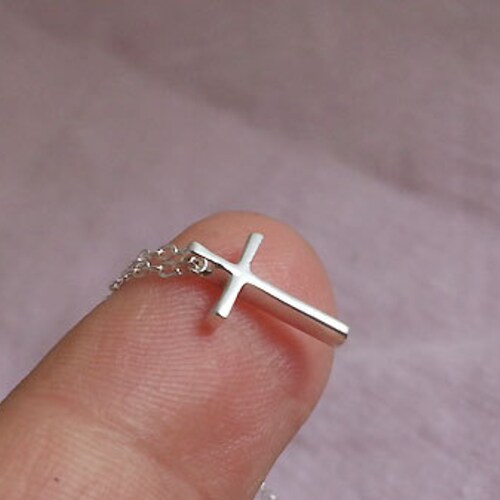 Teeny Tiny Sterling Silver Cross Necklace - Etsy