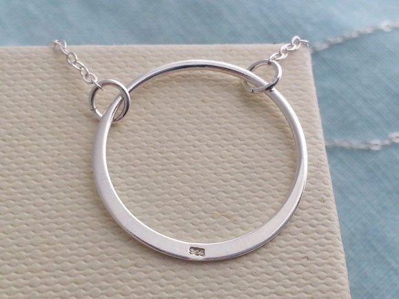 Silver Circle Necklace Circle Necklace Sterling Silver | Etsy UK