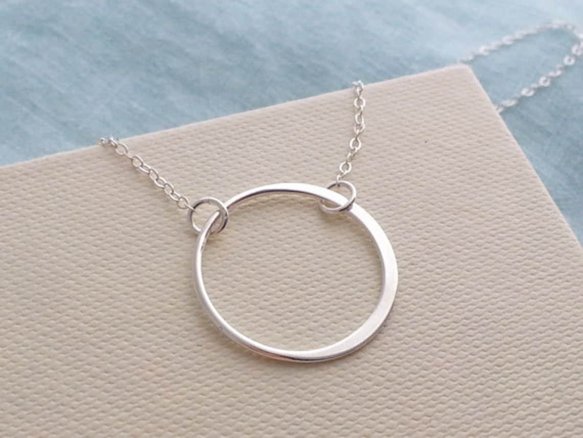 Silver Circle Necklace Circle Necklace Sterling Silver - Etsy UK