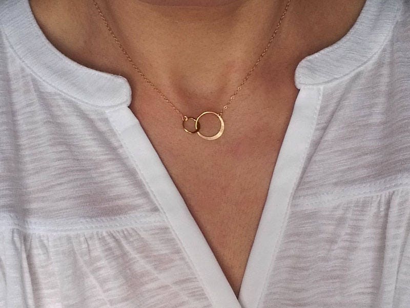 Gold Two Circle Necklace Double Circle Necklace 2 - Etsy