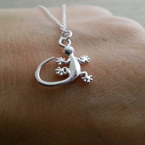 Lizard Necklace in Solid Sterling Silver Gecko Pendant - Etsy