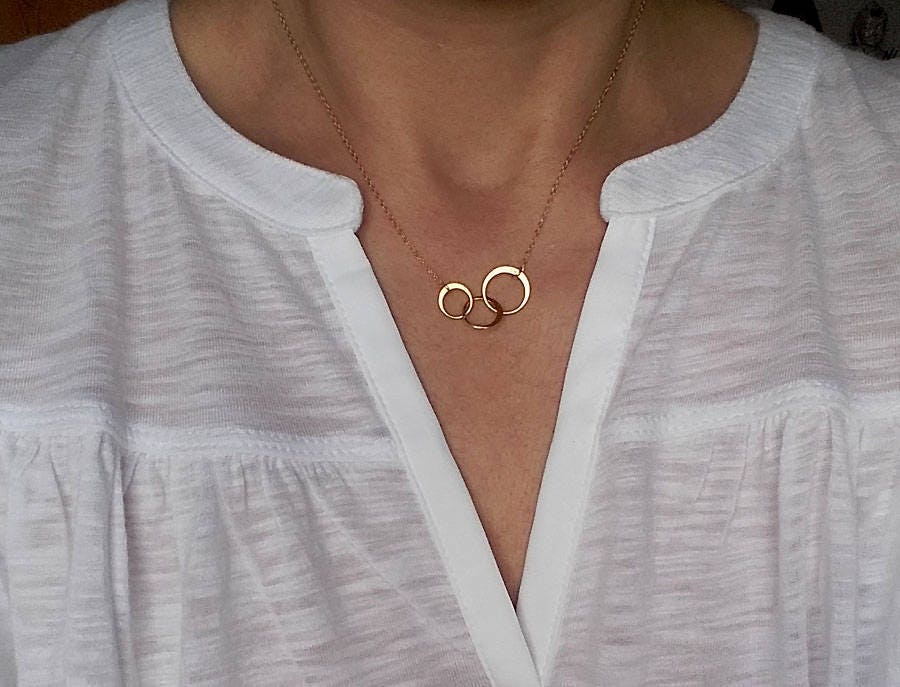 Gold Two Circle Necklace Double Circle Necklace 2 - Etsy