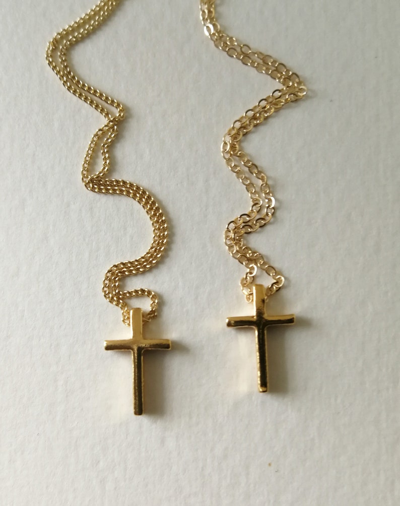 Gold Cross Necklace Cross Jewelry Small Vermeil Cross Curb | Etsy