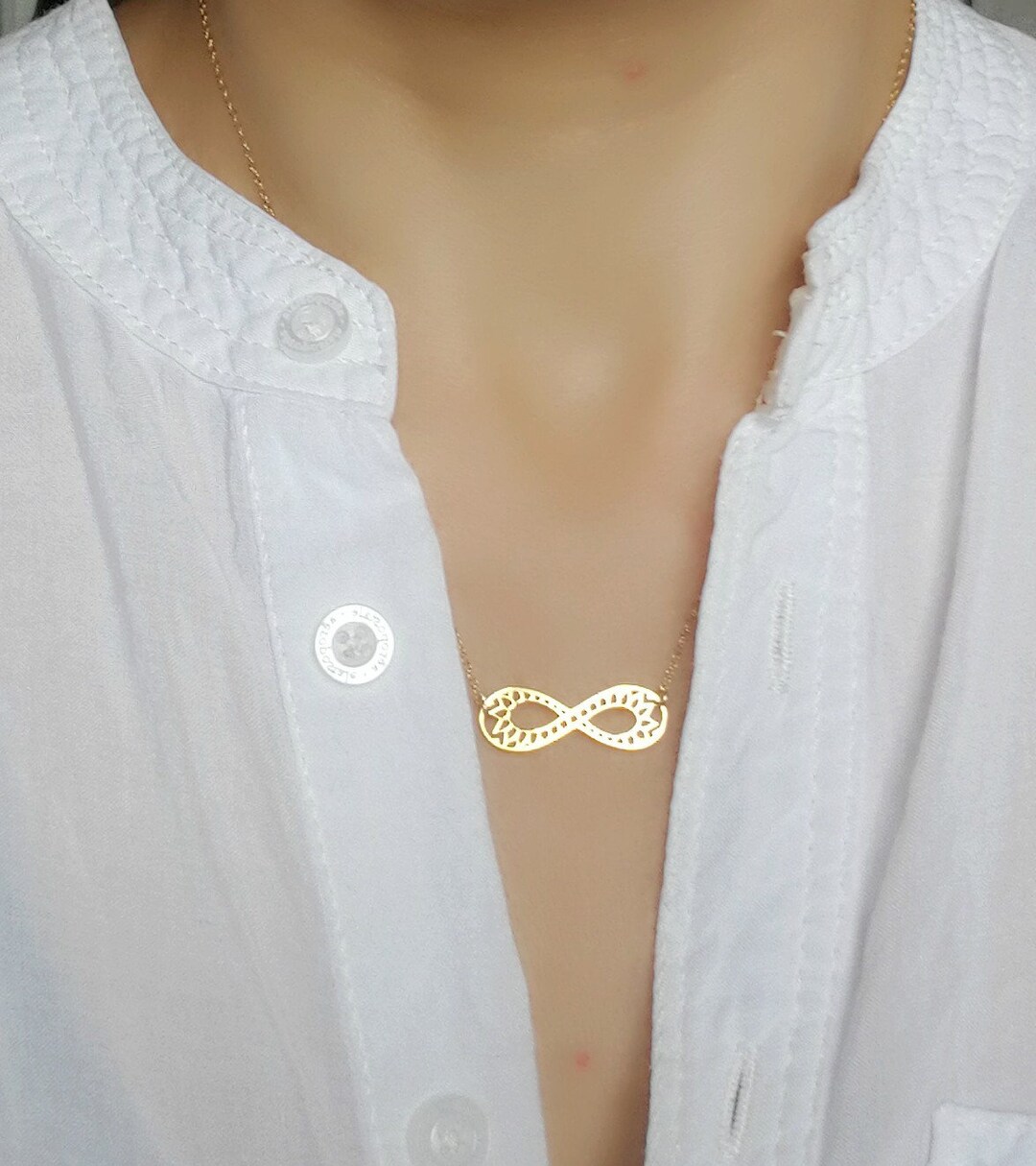 Gold Infinity Necklace. Infinity Charm. Filigree Infinity - Etsy
