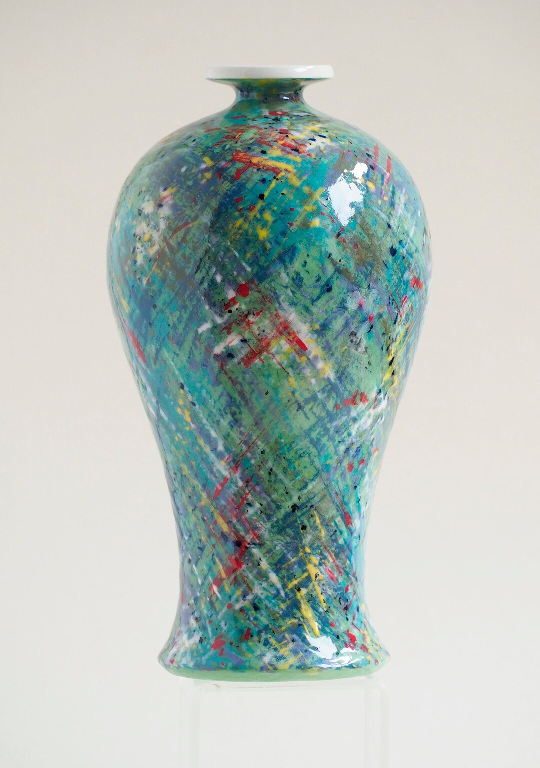 Russell Akerman Ceramic Art Hand Thrown Studio Pottery Vase. Painted by ...