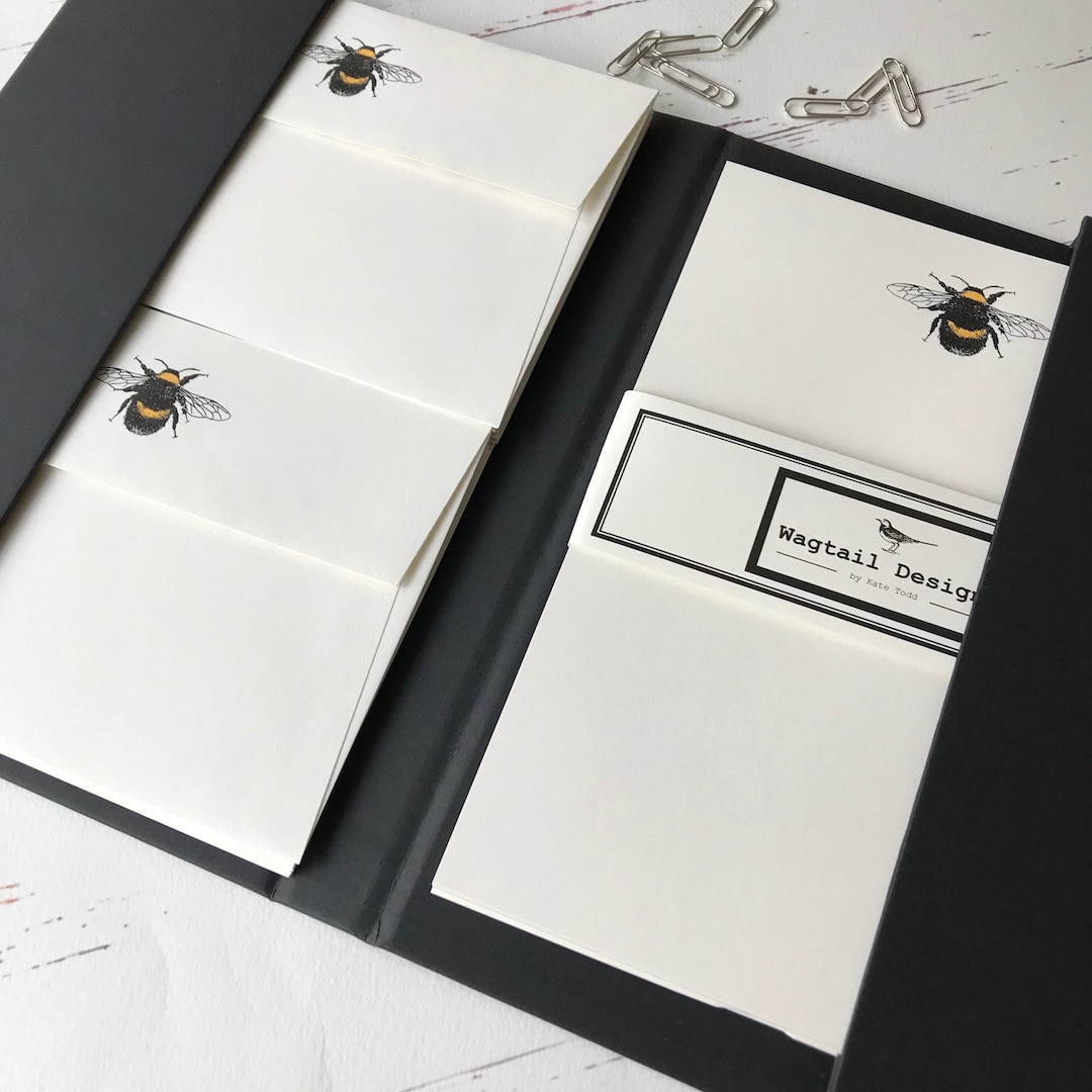 Wagtail Designs Writing Paper Gift Set With a Bumble Bee Illustration ...