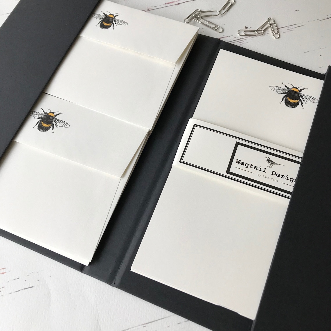 Wagtail Designs Writing Paper Gift Set With a Bumble Bee Illustration ...