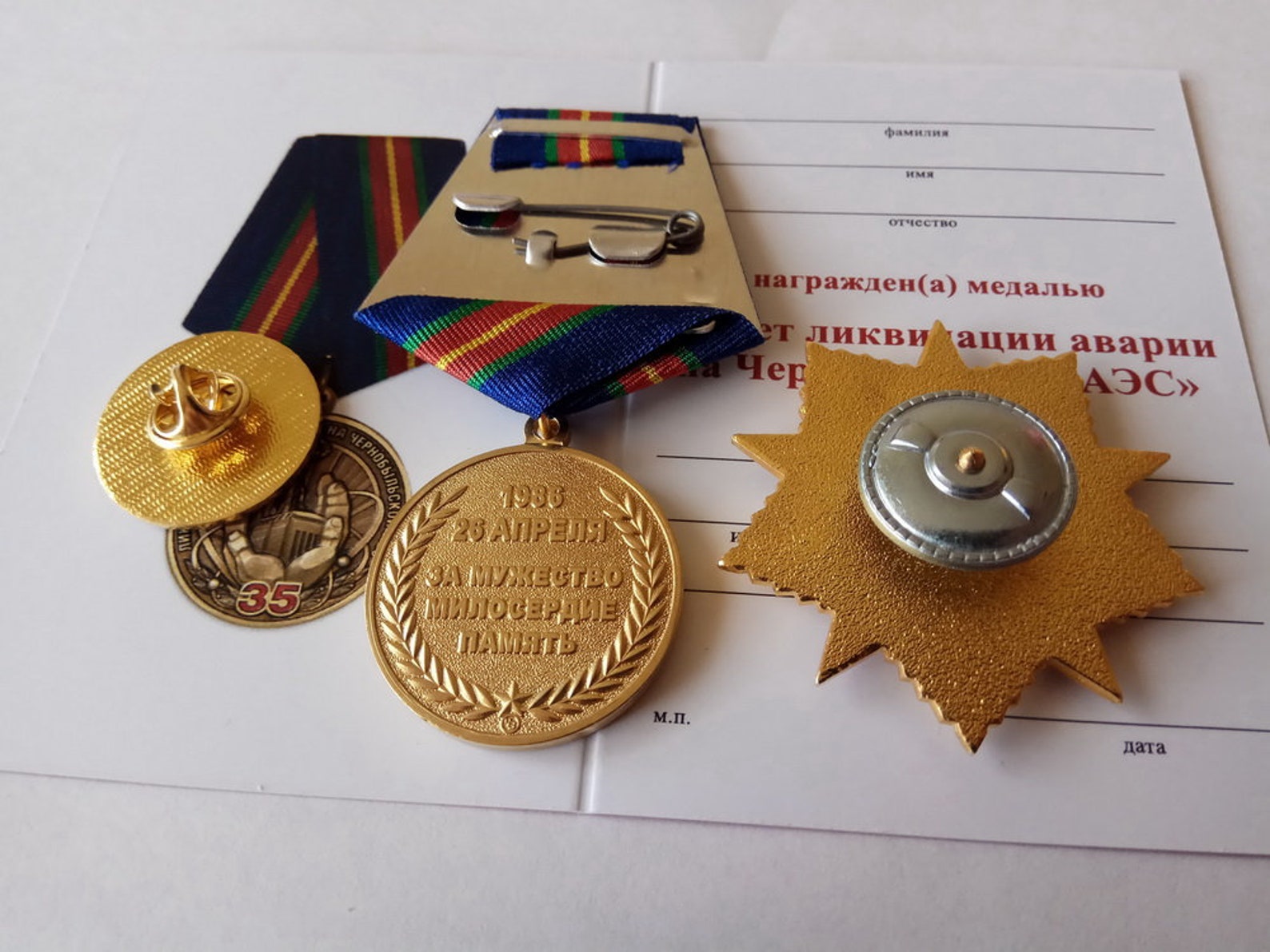 3 Russian chernobyl liquidator medal badges Veteran of | Etsy