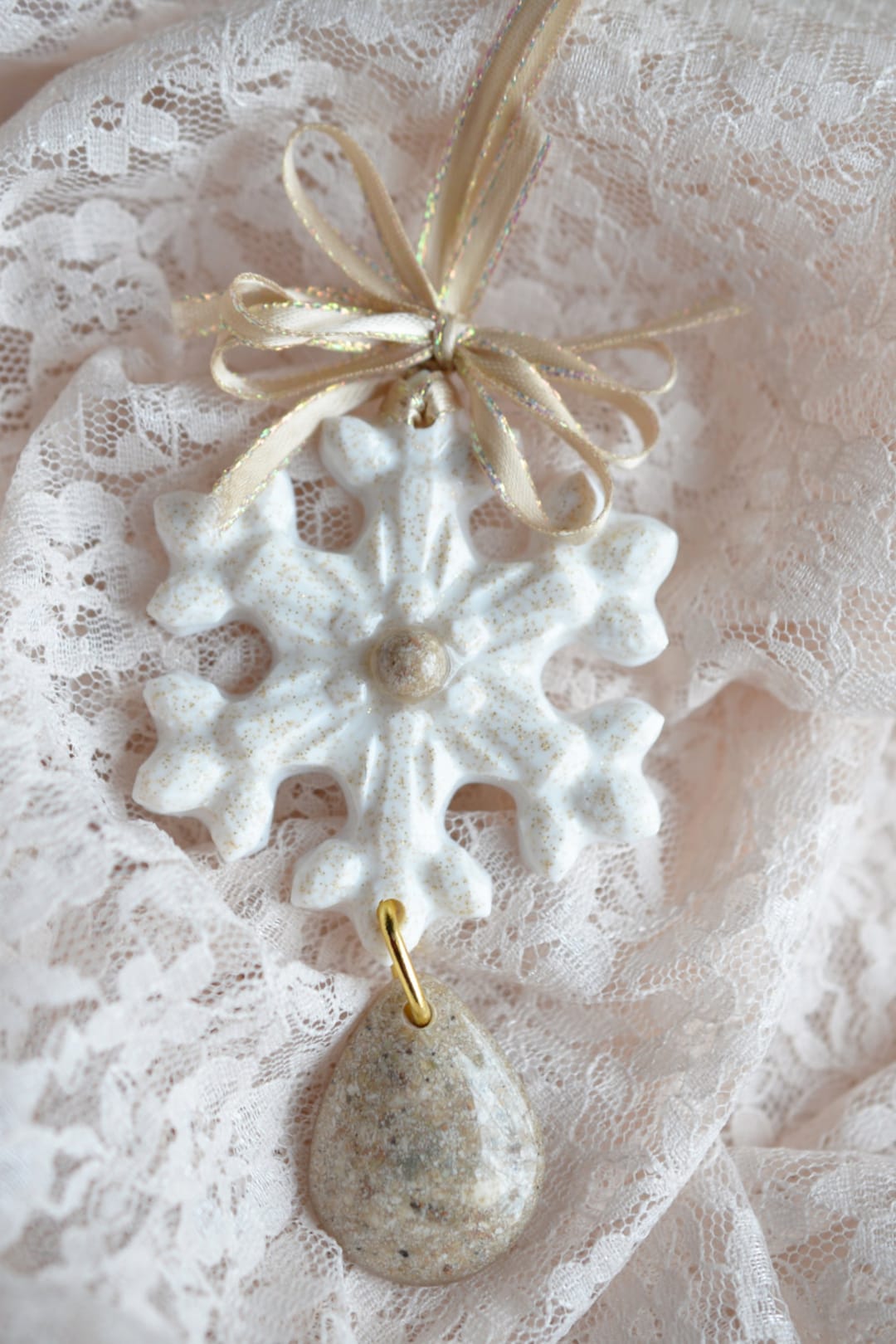 Funeral Flowers Memorial Snowflake Christmas Ornament, Memorial Beads ...