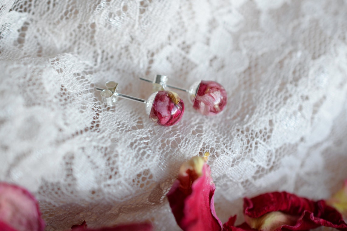 Funeral Flowers Sterling Silver Memorial Stud Earrings, Memorial ...