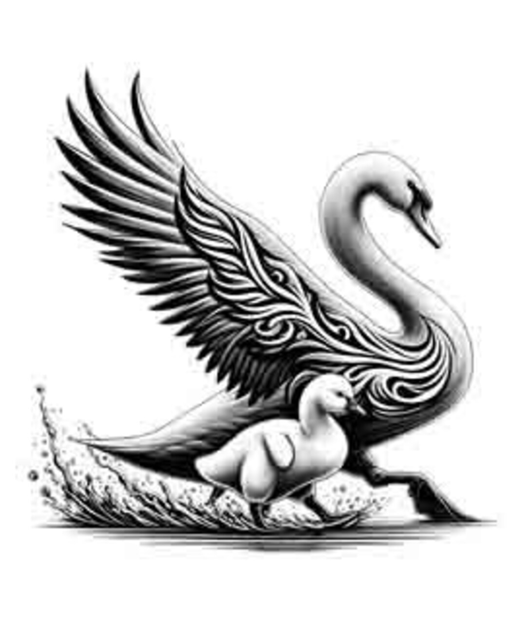 Swan and Cygnet Digital Art PNG, JPEG & SVG Instant Download for ...