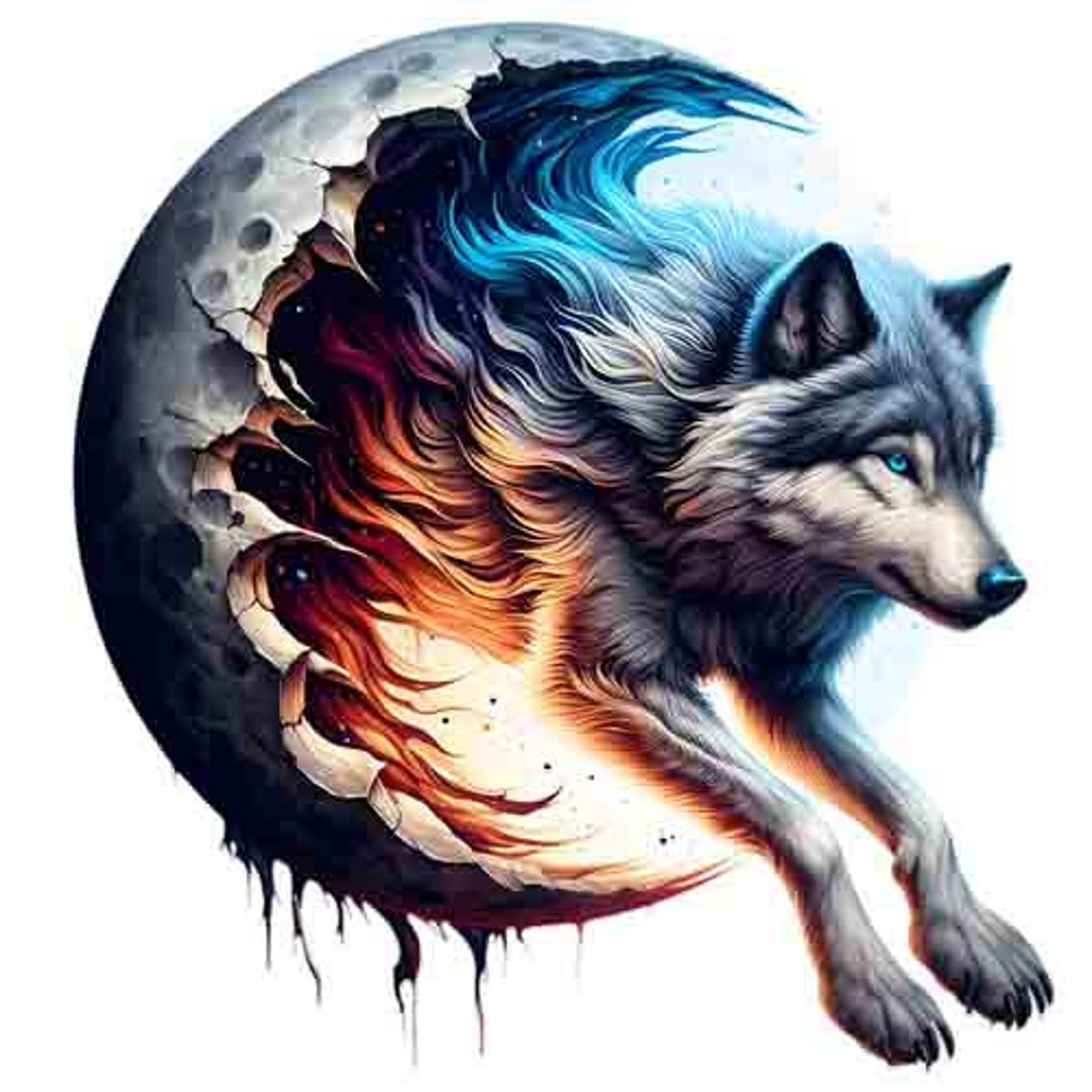 Wolf Moon SVG Animal Digital Tribal Tattoo Design Art in PNG, JPEG ...