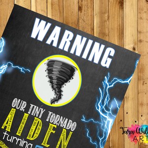 Tornado Storm Chaser Birthday Invitation Blue & Yellow Printable-custom ...
