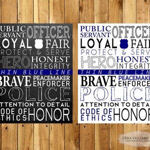 Police Typography Art 8 X 10 Law Enforcement Gift LEO Home Decor Office ...