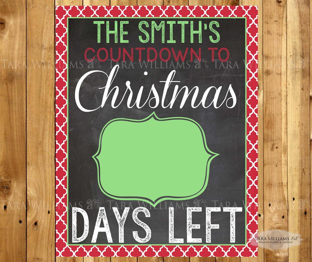 Personalized Christmas Countdown Sign Holiday Home Decor Printable Dry ...