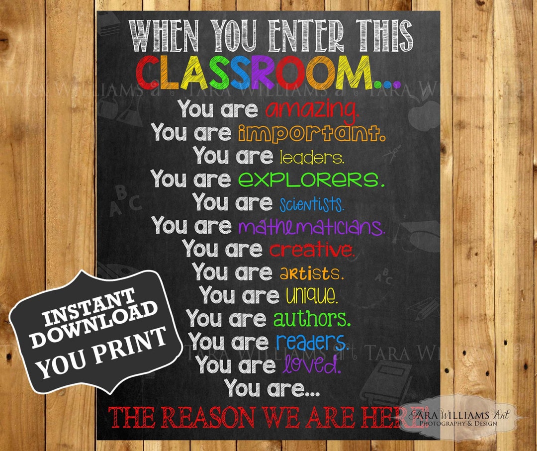 Classroom Wall Art Printable You Are 8x10 Instant Download Chalkboard ...
