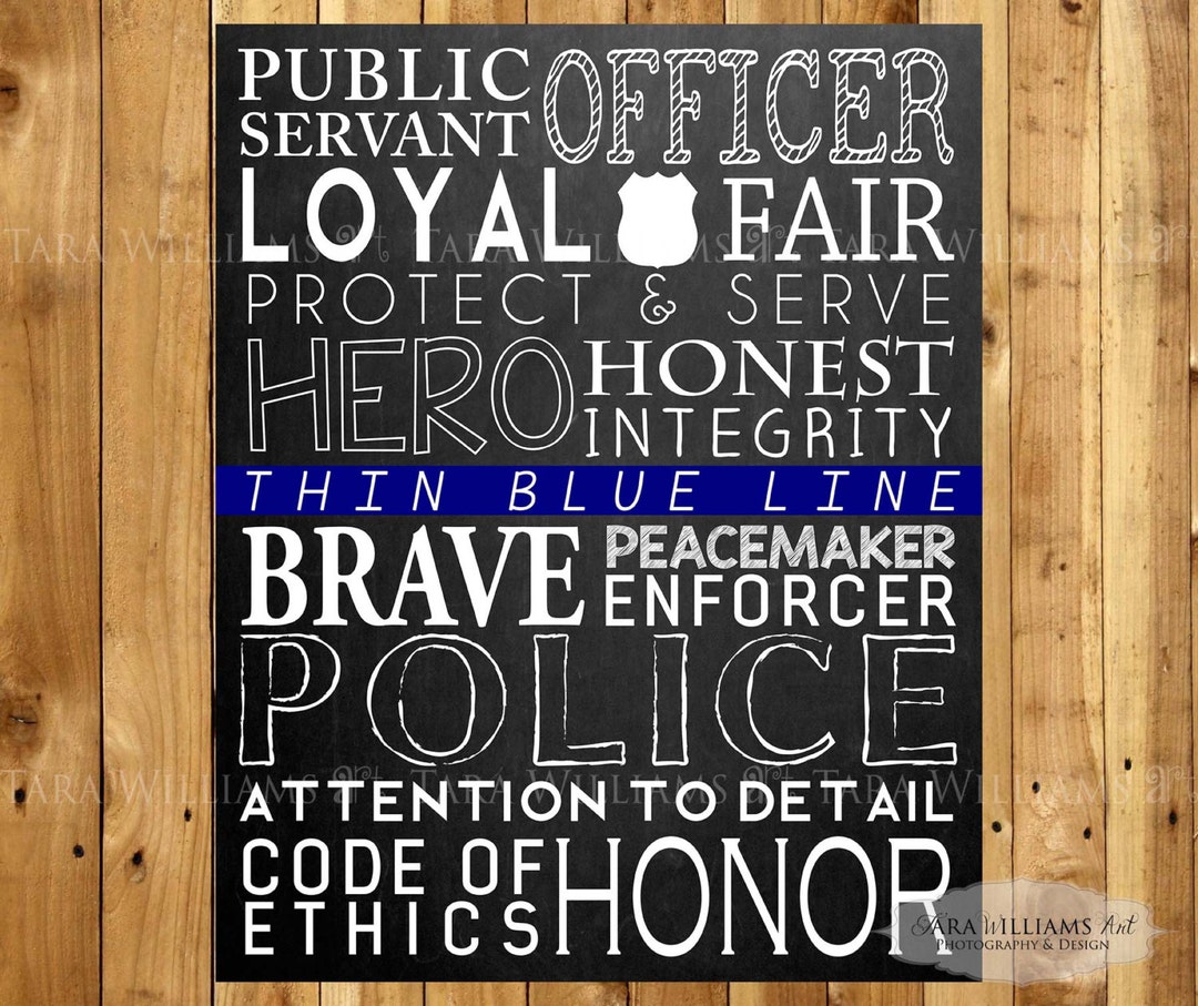 Police Typography Art 8 X 10 Law Enforcement Gift LEO Home Decor Office ...
