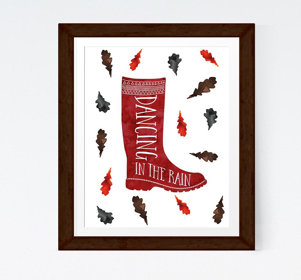Autumn Printable 'dancing in the Rain' Autumn Wall - Etsy
