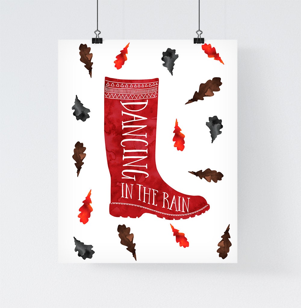 Autumn Printable 'dancing in the Rain' Autumn Wall - Etsy