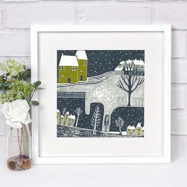 Linocut Christmas - Etsy