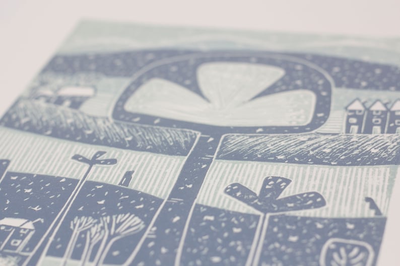 Christmas Lino Print Winter Scene Print Original Linocut - Etsy UK