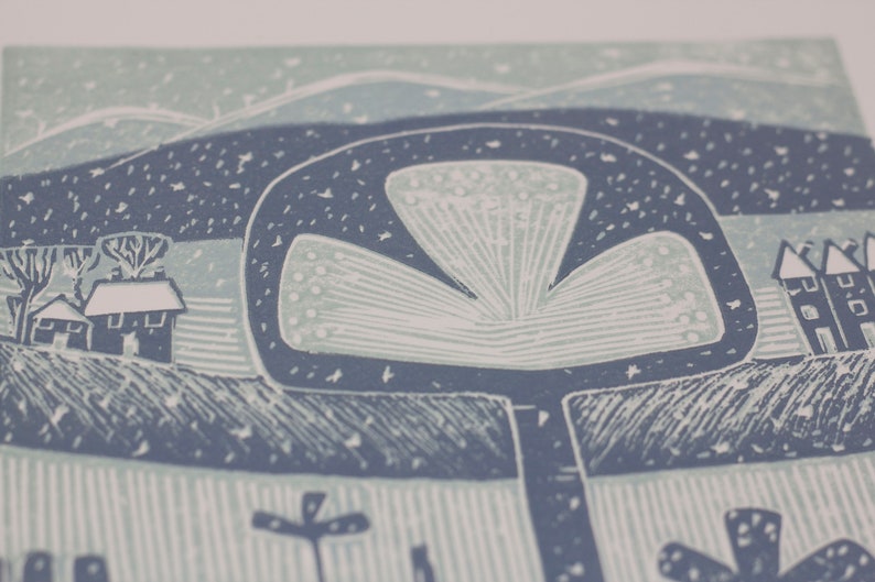Christmas Lino Print Winter Scene Print Original Linocut - Etsy UK