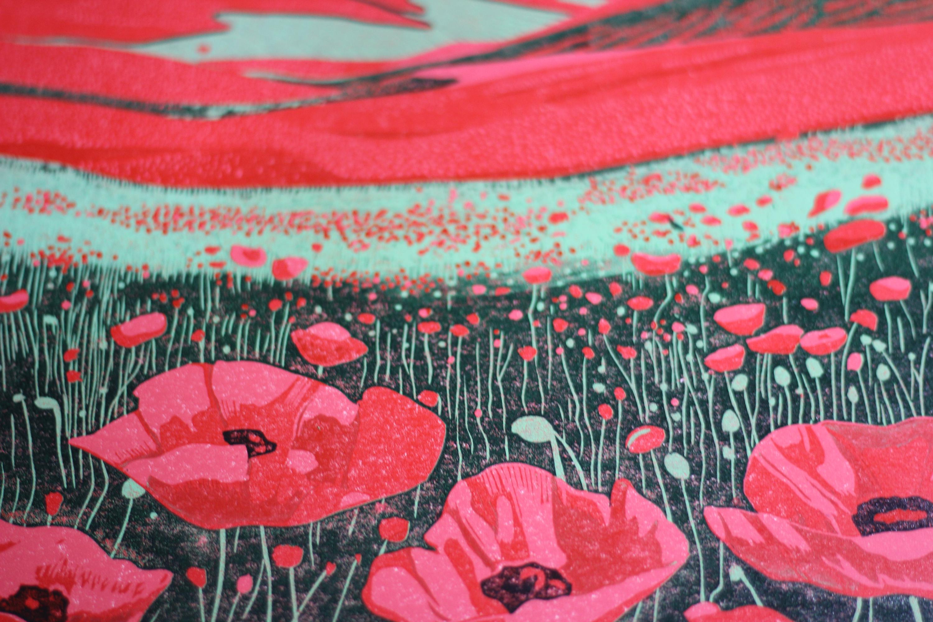 Poppy Fields Linocut Print: Limited Edition Reduction Handmade ...