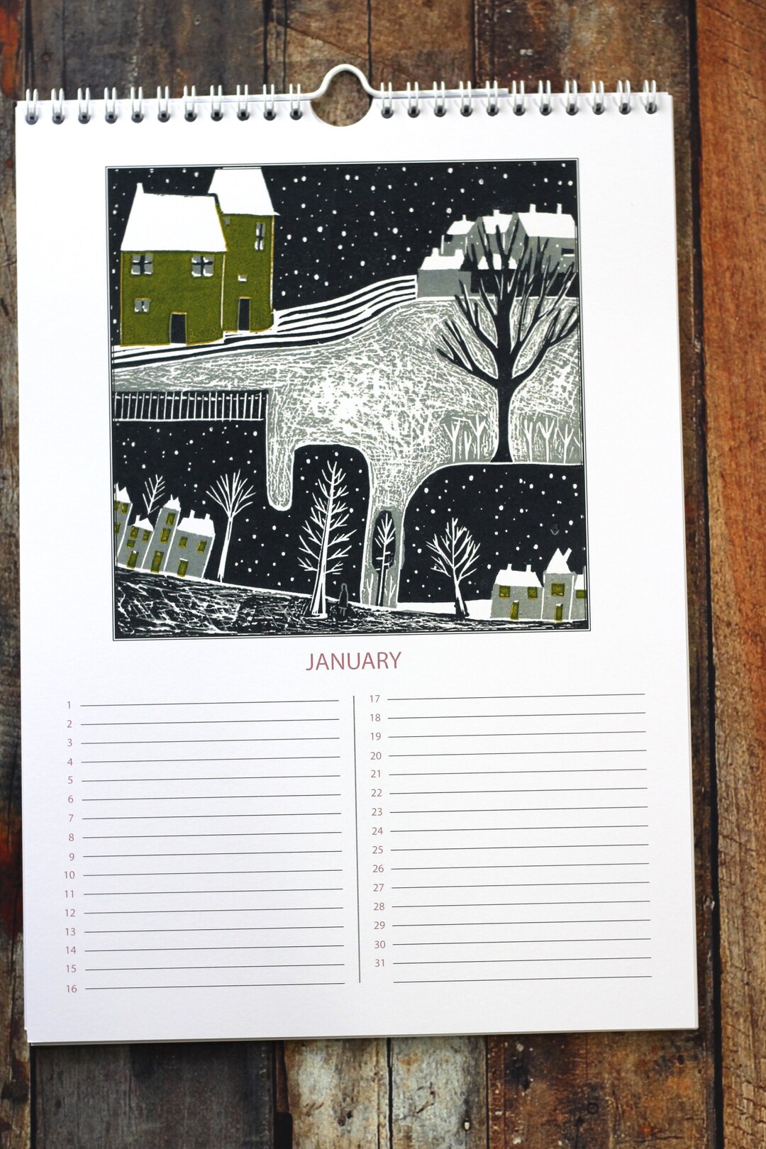 Perpetual Birthday Calendar, Linocut Calendar, Prennial Calendar ...