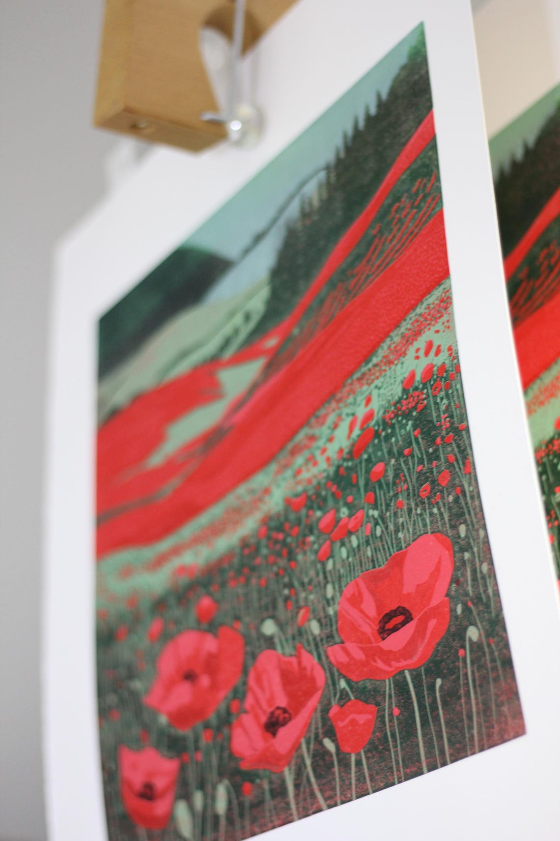 Poppy Fields Linocut Print: Limited Edition Reduction Handmade ...