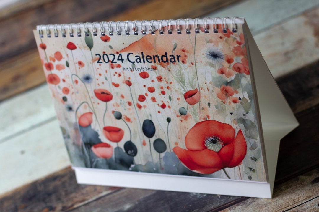 2024 Desk Calendar, Poppy Blooms Desk Calendar/planner, Nature's ...