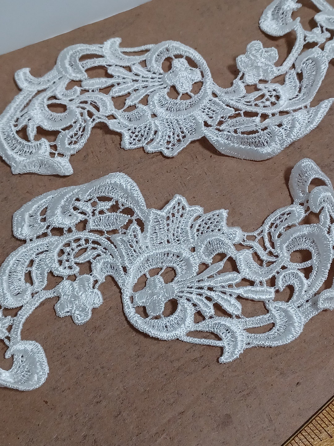 3 White Floral Appliques 7.5 X 2.5 - Etsy