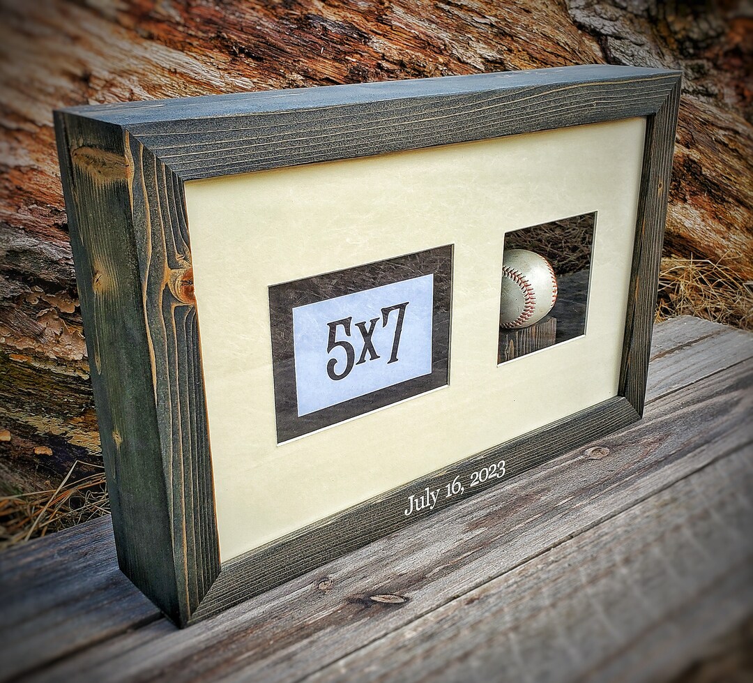Baseball Frame, Rustic Sports Frames, Baseball Box Frame, Anniversary Gift, Engraved Box Frame ...