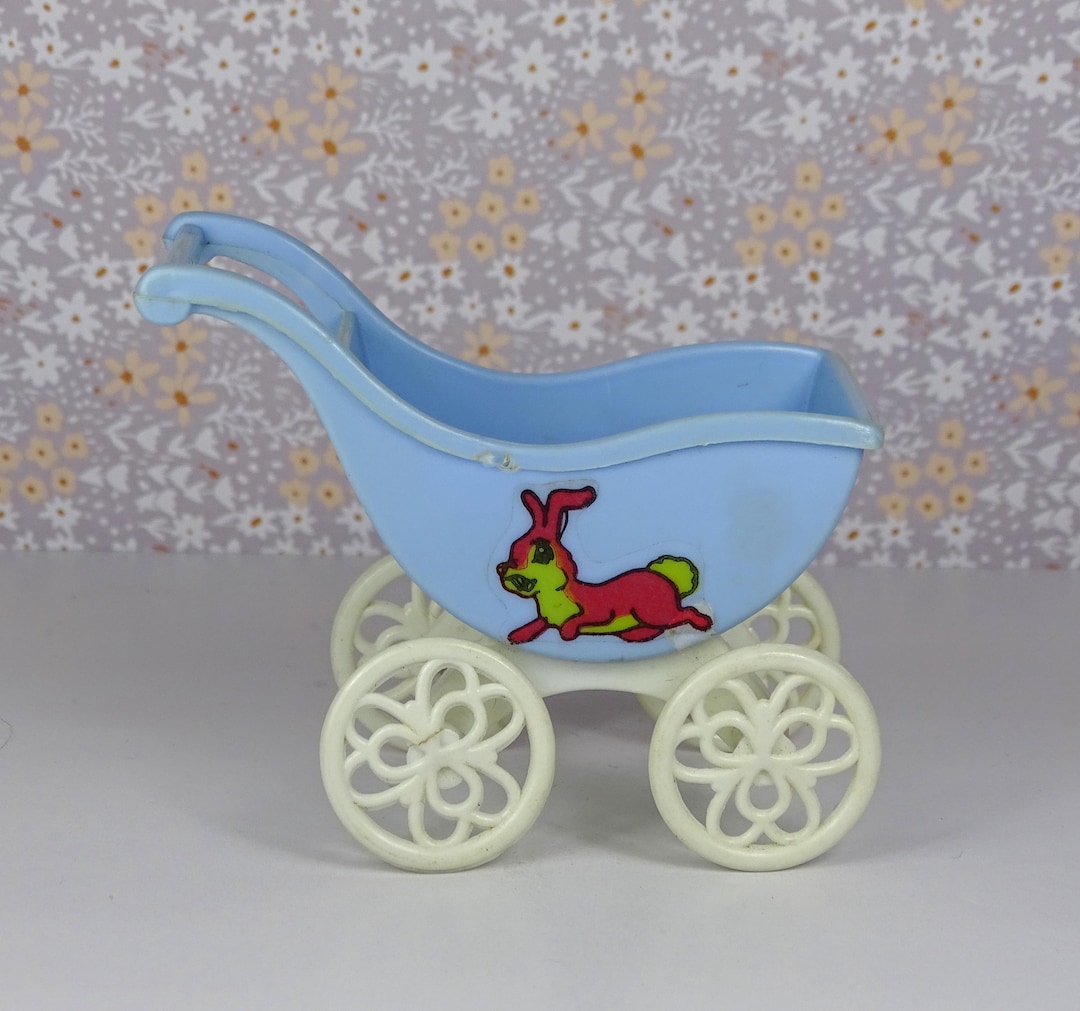 Dollhouse Vintage Baby Carriage 1960s Plastic Blue White - Etsy