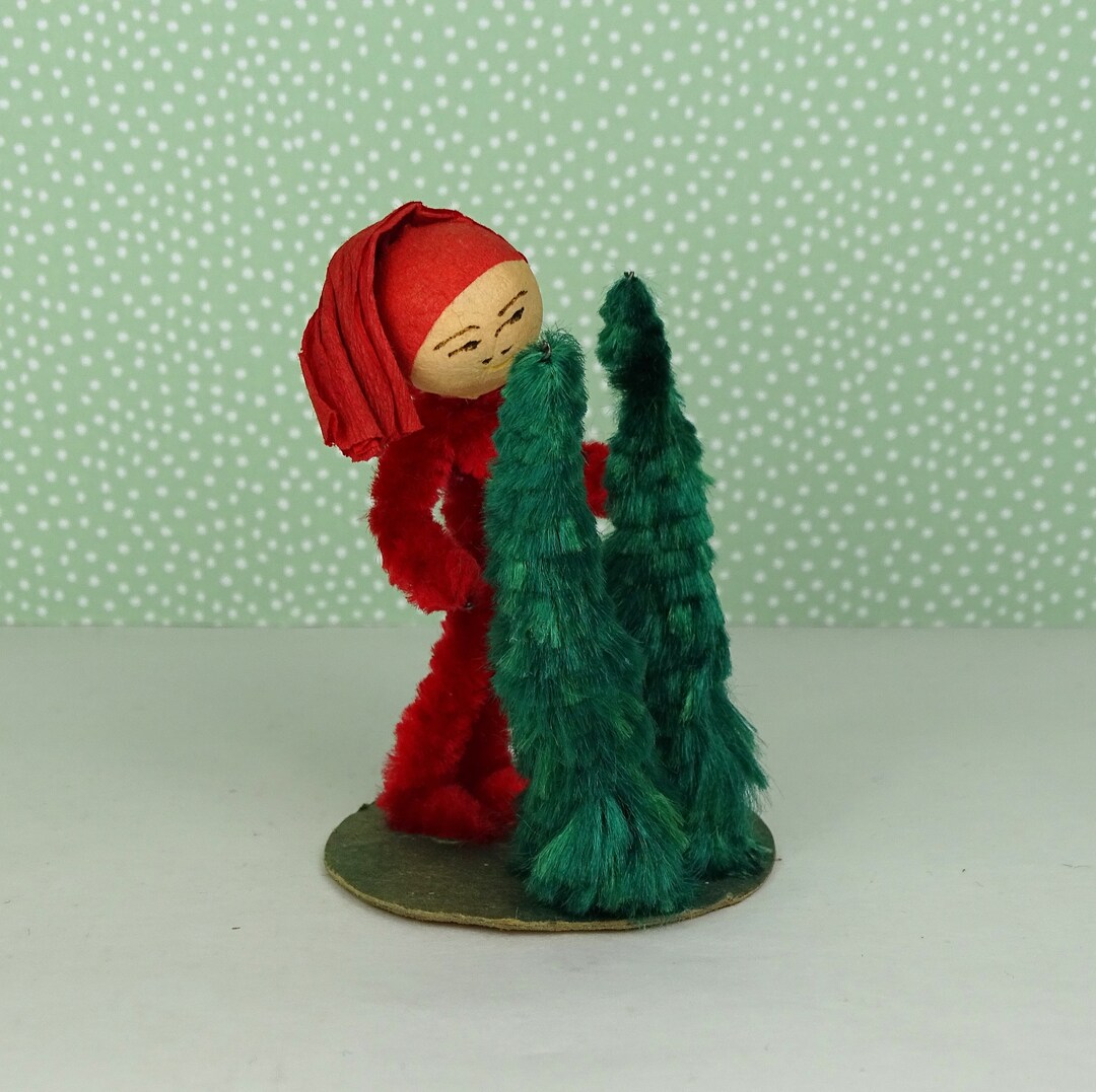 Vintage Christmas Pipe Cleaner Elf Tree Ornament Red 1950s - Etsy