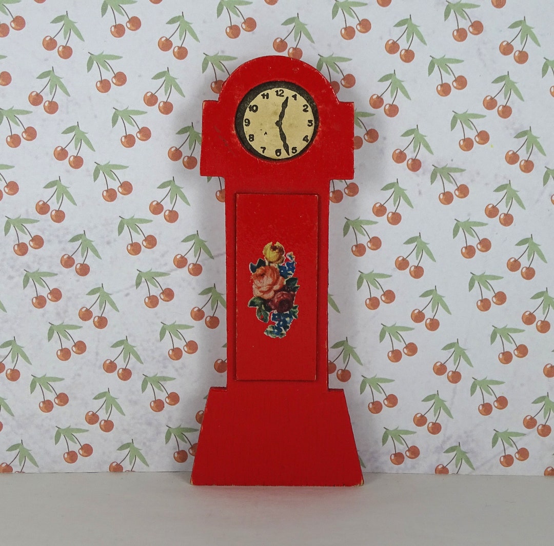 Dollhouse Vintage Grandfather Clock 1940s Furniture Red - Etsy UK