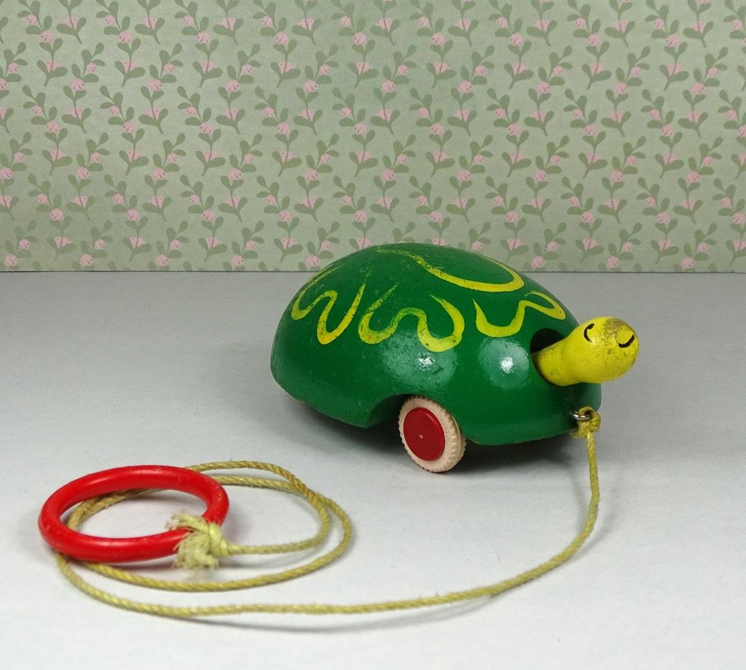 Vintage BRIO Turtle Pull Toy 1970s Wooden Green - Etsy