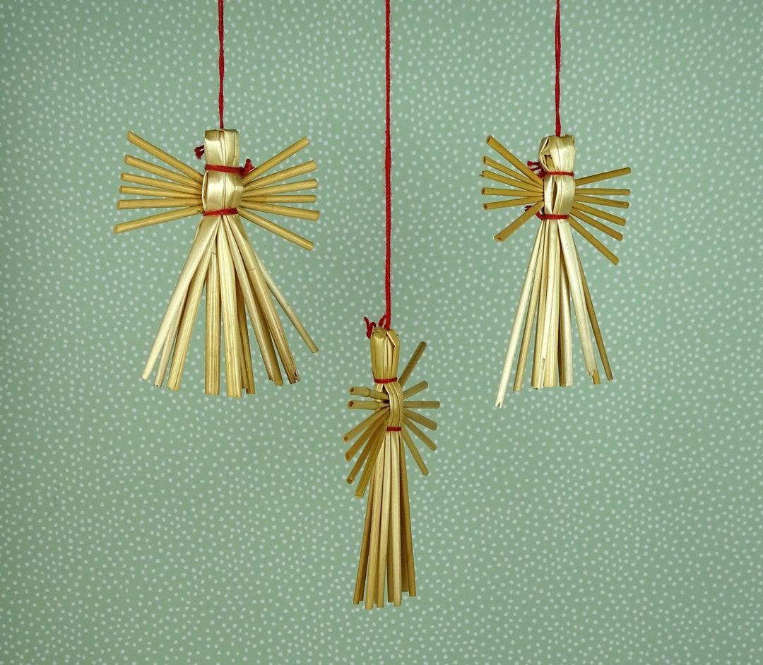 Vintage Christmas Straw Angels 1970s Red Scandinavian Set of 3 - Etsy