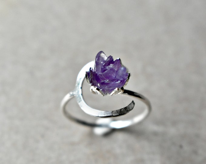 Crescent Moon Ring With Precious Gemstones, Build Your Own Custom ...