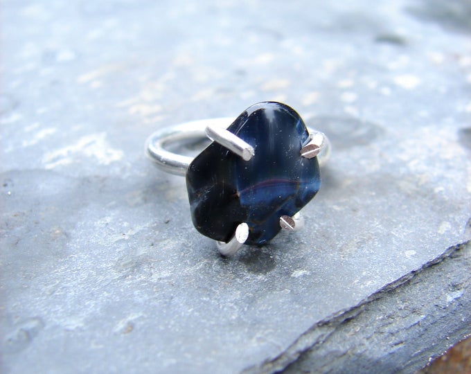 Blue Tiger Eye Jewelry, Rough Stone Ring, Metaphysical Jewelry ...